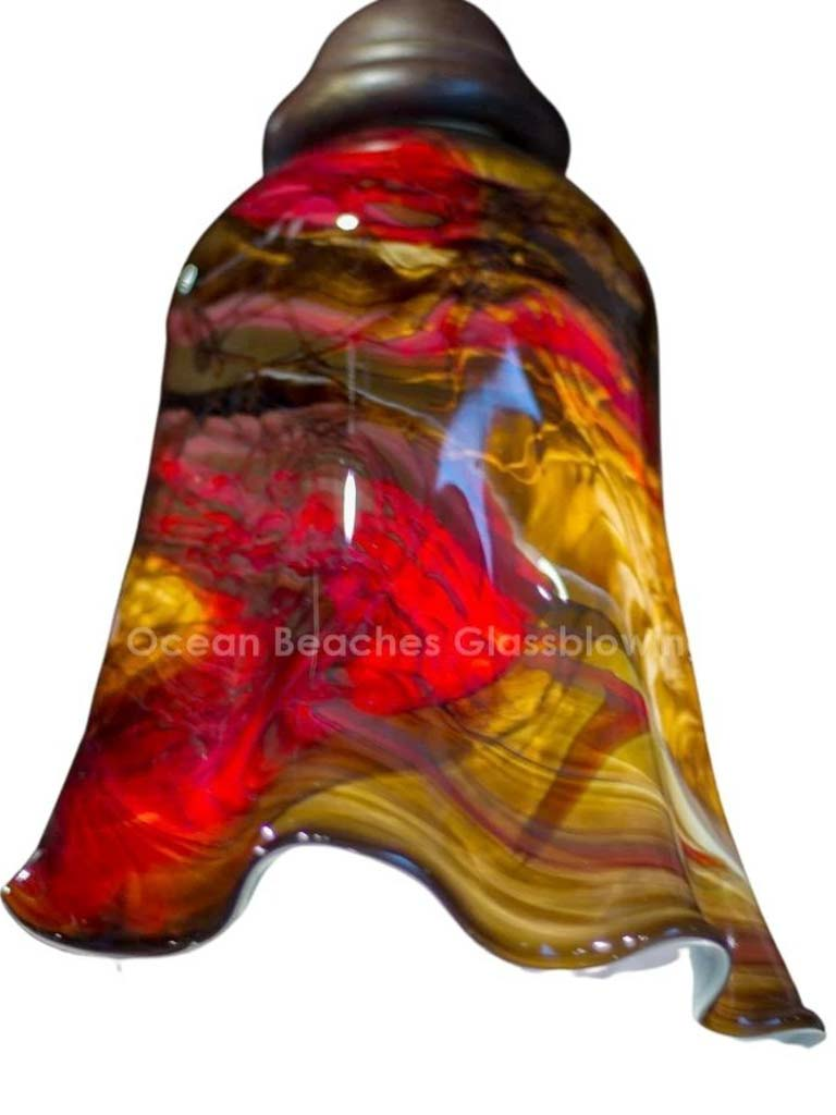 Fluted Shades w/Color Wrap Tagged "ocean" - Ocean Beaches Glassblowing, LLC